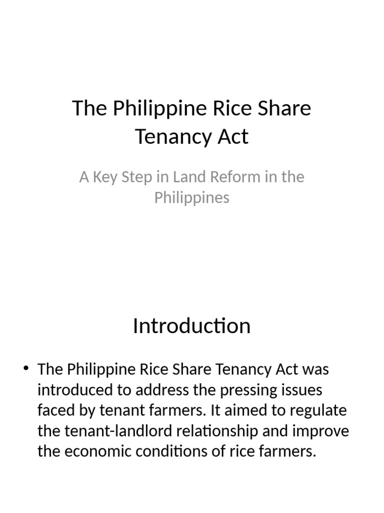 Philippine Rice Share Tenancy Act Overview | PDF