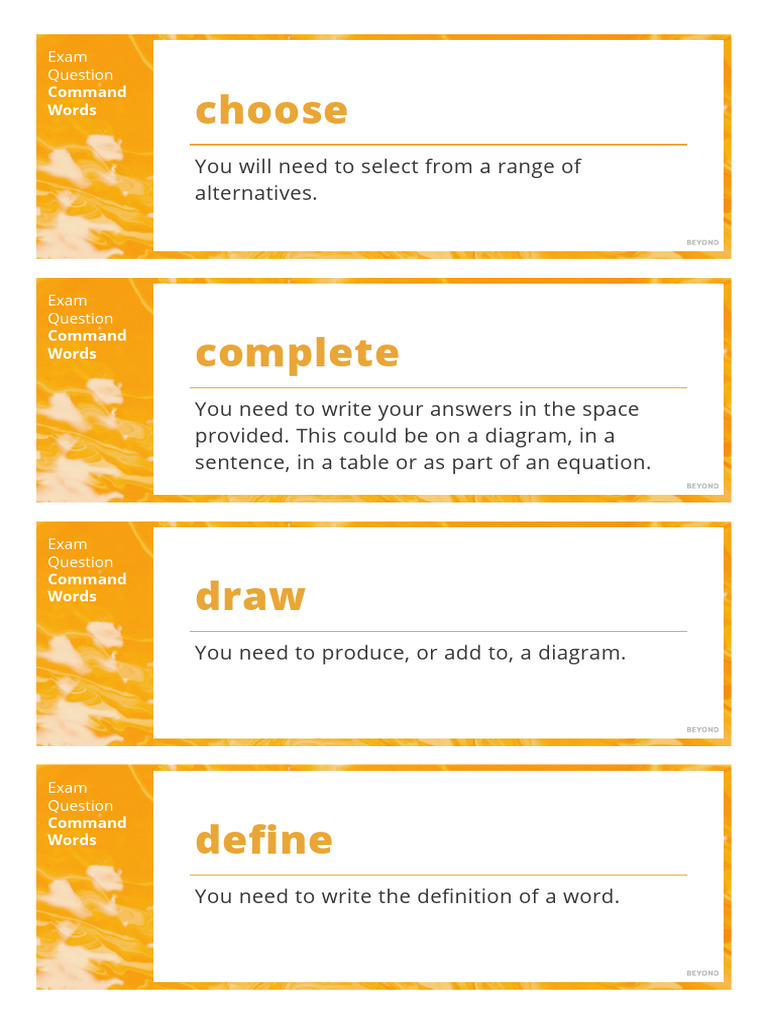 Exam Question Command Words Display Pack - Definitions | PDF ...