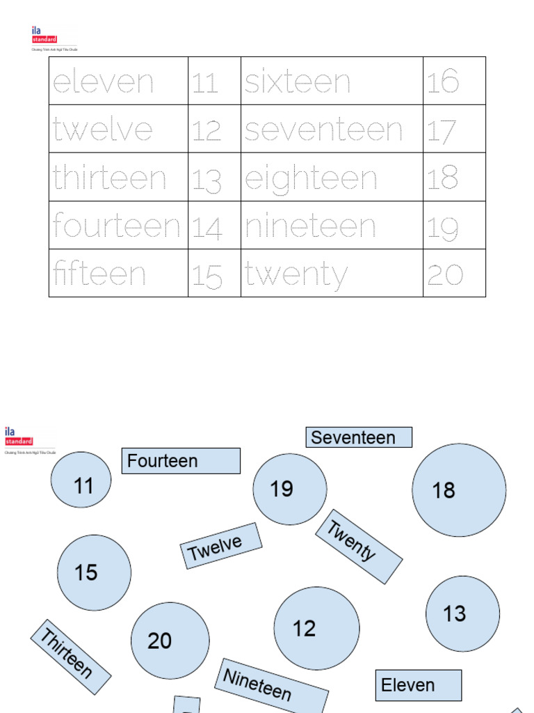 STD Lesson. VNT. Numbers 11-20 Tracing - Docx-Đã G P | PDF
