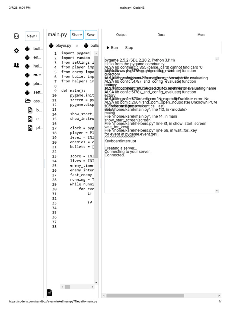 main.py _ CodeHS | PDF | Operating System Families | Linux