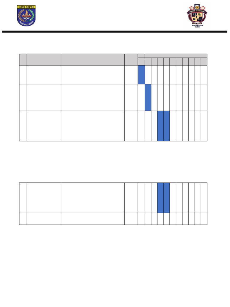 contoh pengisian TIMELINE RENCANA PROGRAM KERJA DIVISI KECAMATAN LIMO | PDF