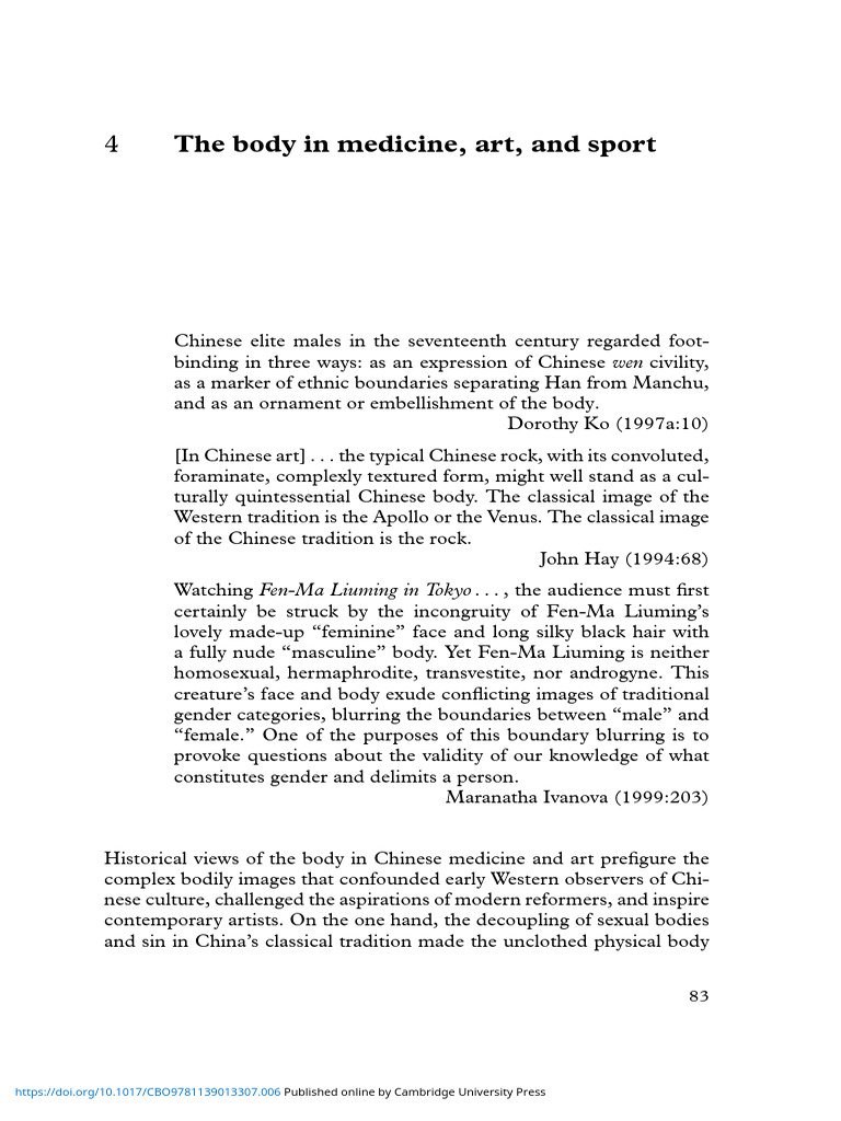 Body in Medicine Art and Sport | PDF | Confucianism | Menstruation