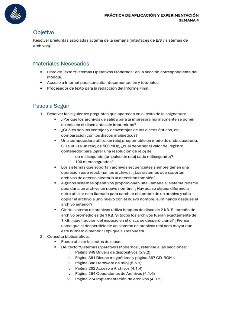 Práctica Experimental 4A | PDF | Archivo de computadora | Sistema operativo