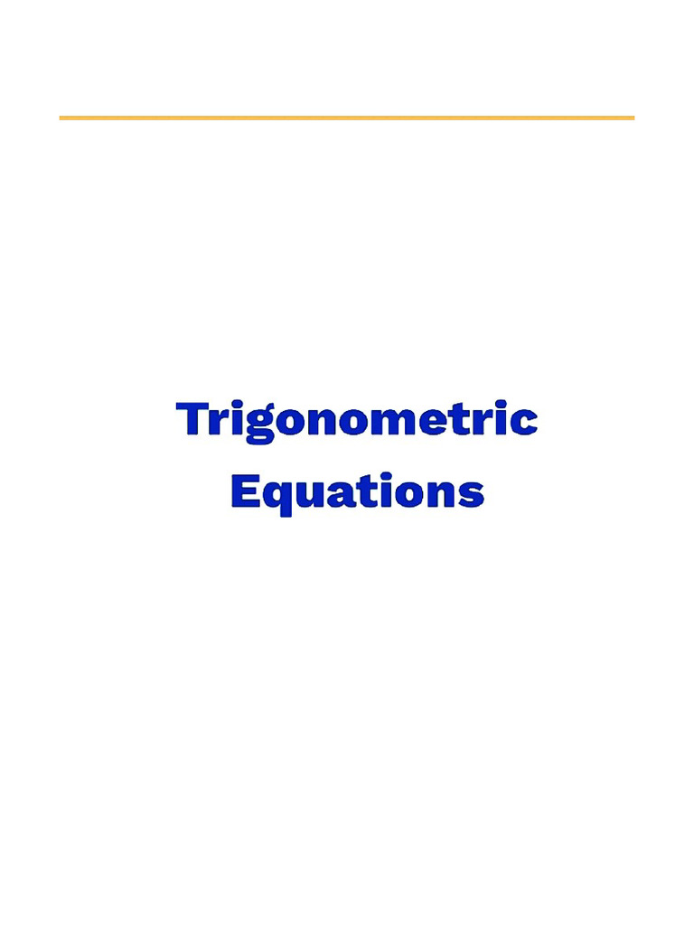 Trigonometric Equations | PDF