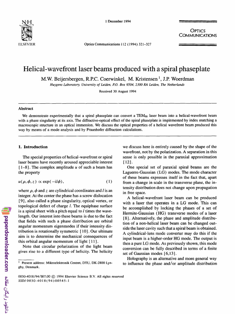 1994-Helical-Wavefront Laser Beams Produced With A Spiral Phaseplate ...