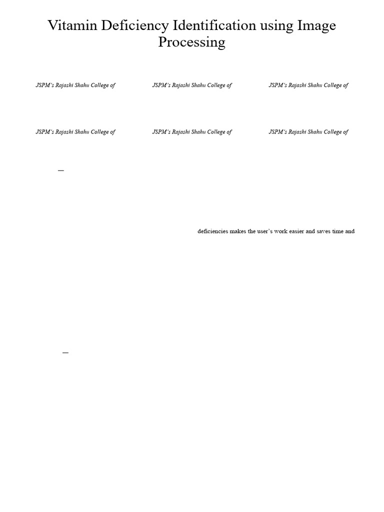 Vitamin Deficiency Identification Using Image Processing | PDF ...