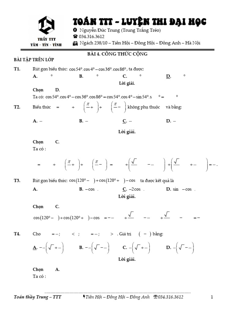 Bài 4. Công TH C C NG (Đa) | PDF