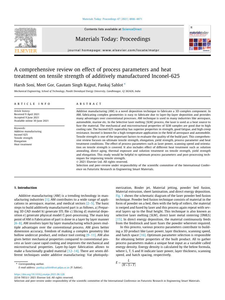 A Comprehensive Review On Effect of Process Parameters and Heat Treatment On Tensile Strength of ...