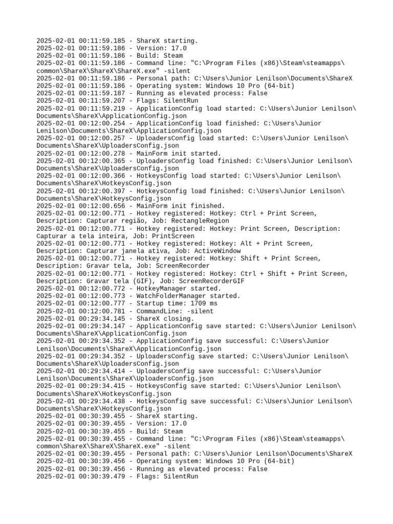ShareX-Log-2025-02 | PDF | Keyboard Shortcut | Command Line Interface