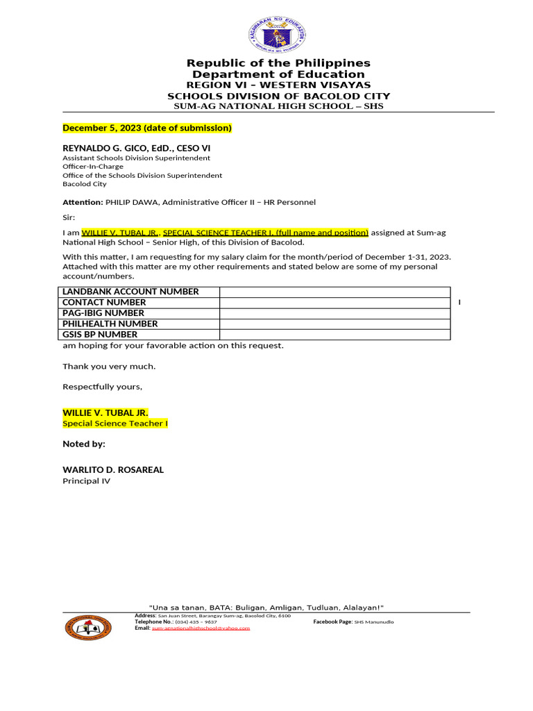 Template_SALARY-CLAIM-DEC-2023-NEW-FORMAT | PDF