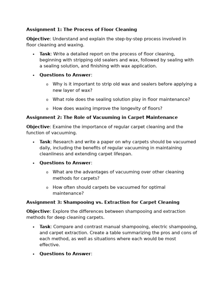 Assignment 1 | PDF | Carpet | Vacuum Cleaner