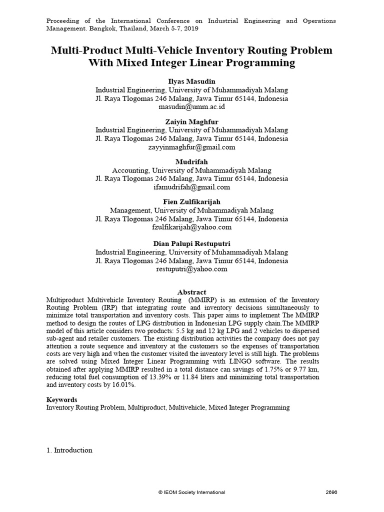 A4. Multi-Product Multi-Vehicle Inventory Routing Problem With Mixed ...