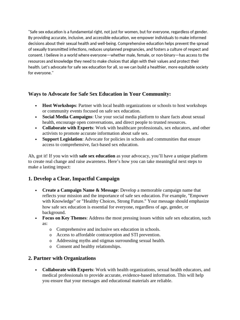 Advocate for Safe Sex Education Now | PDF | Sex Education | Safe Sex