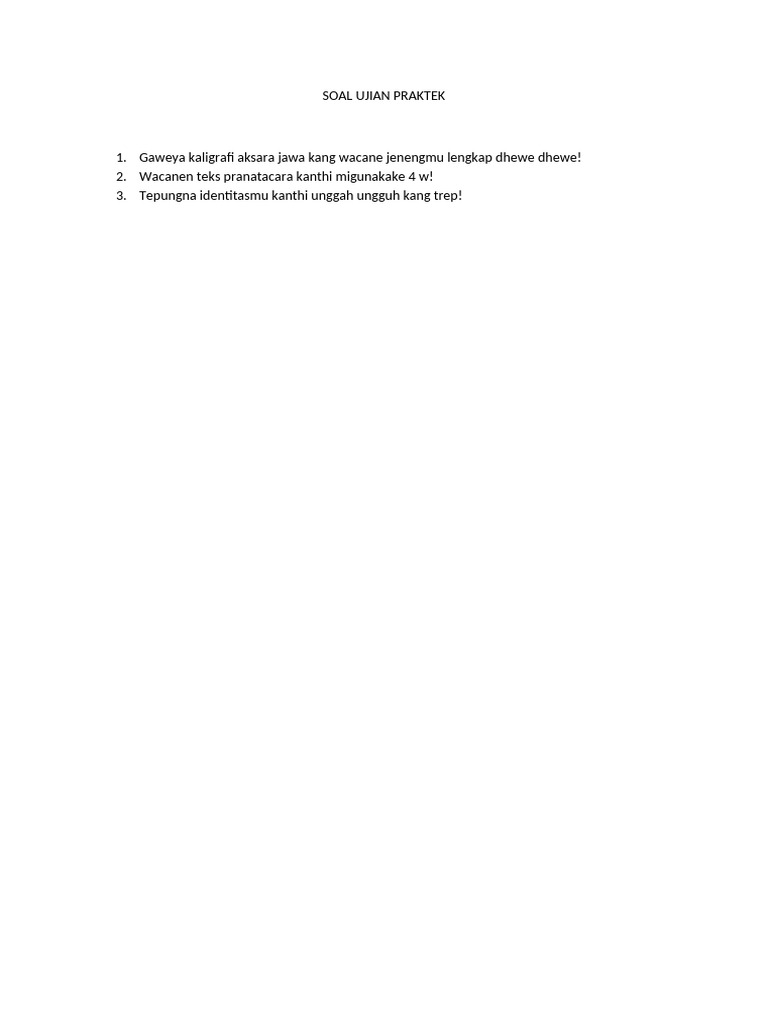 Soal Ujian Praktek 25 | PDF