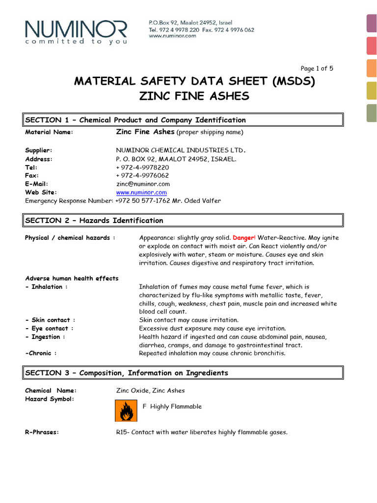 Zinc Fine Ashes | PDF | Firefighter | Zinc