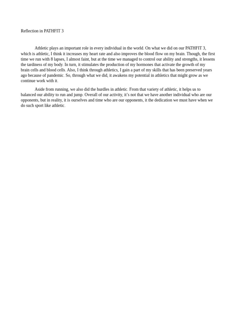 pathfit athletic reflection | PDF