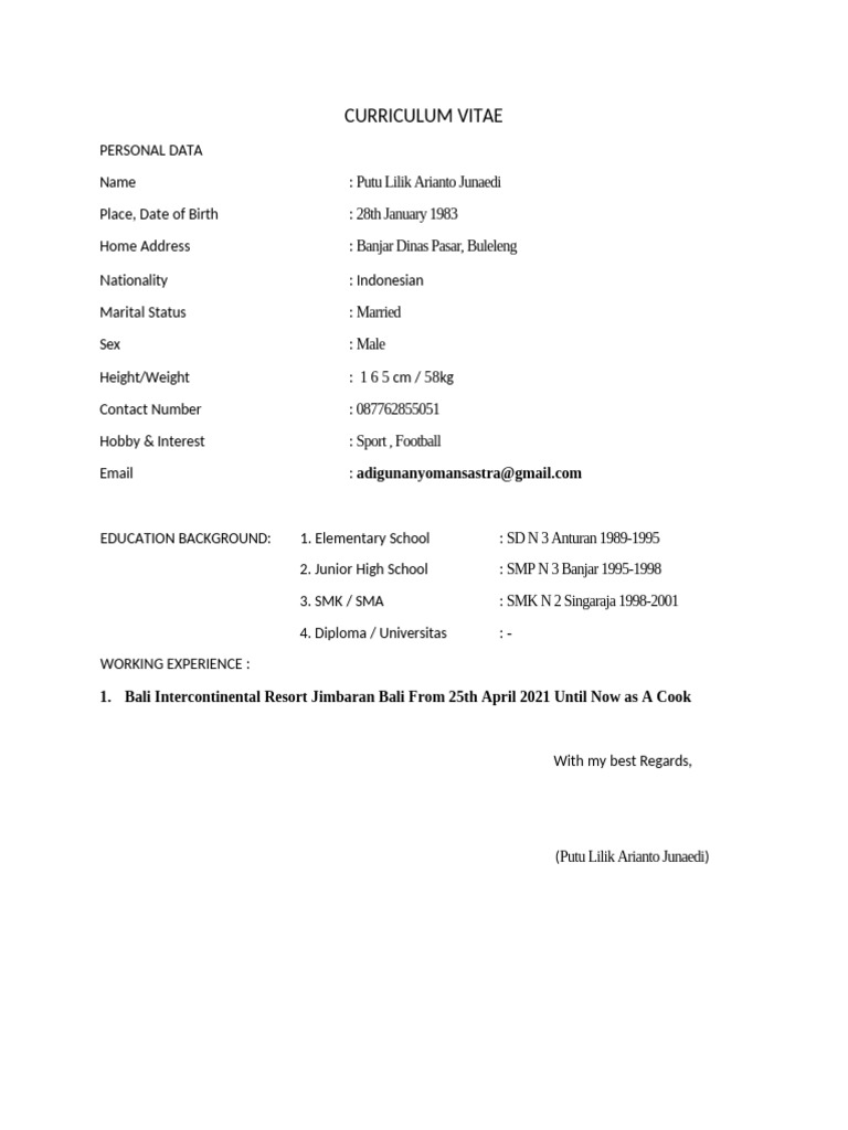 Format CV | PDF
