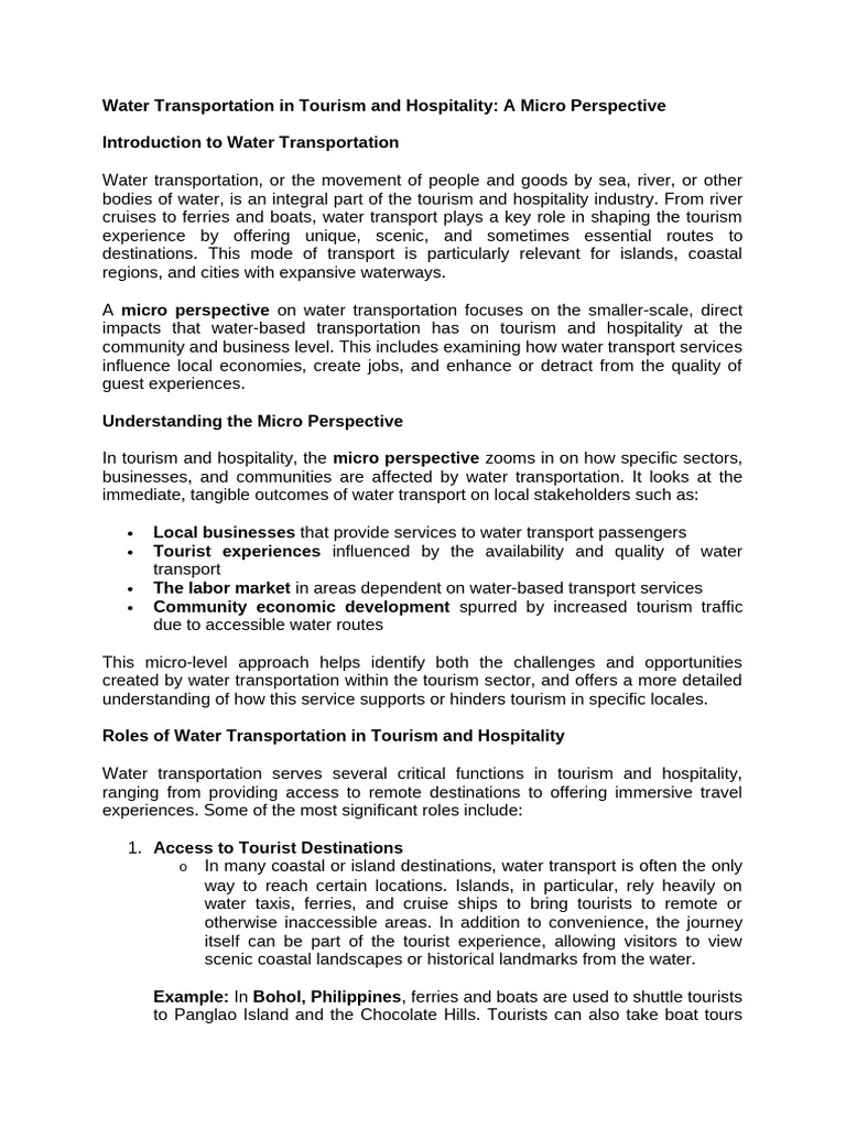 Water Transportation in Tourism and Hospitality | PDF | Cruise Ship ...