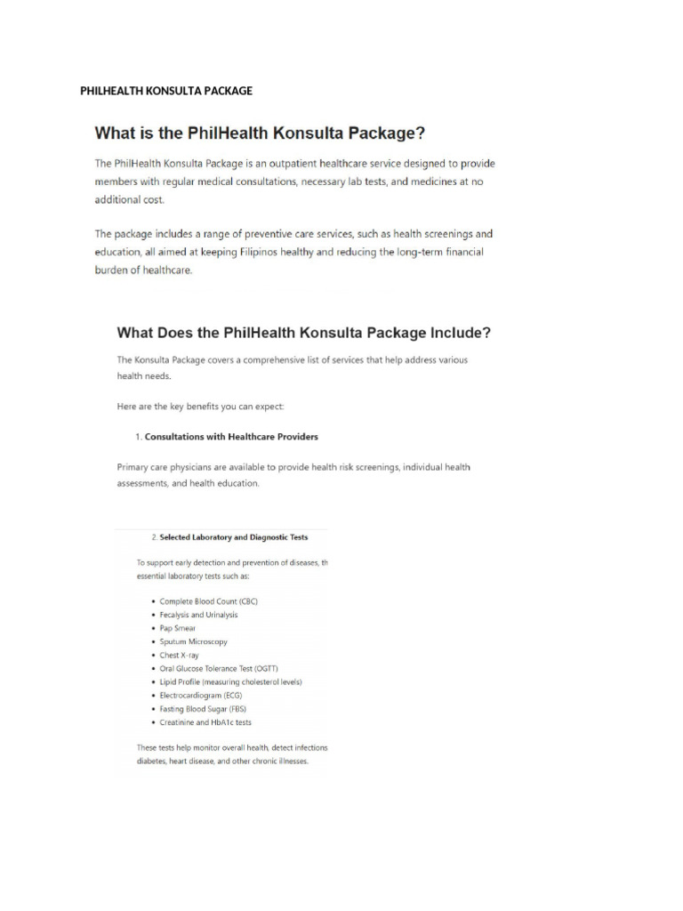 Philhealth Konsulta Package | PDF