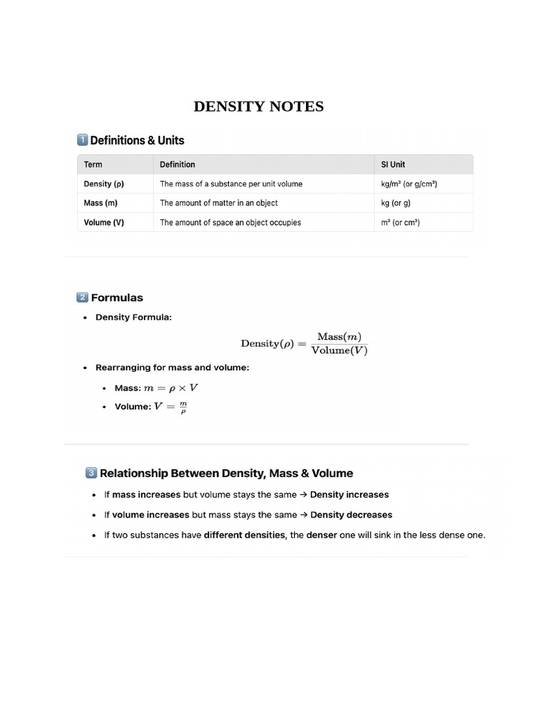 Density Notes | PDF