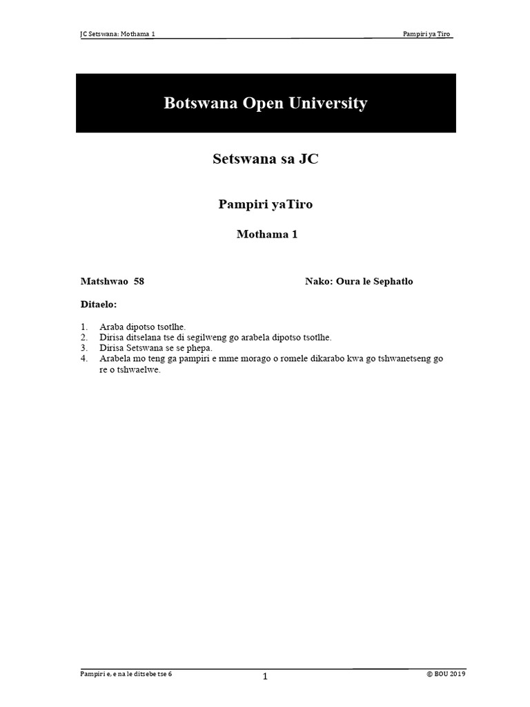 Mothama 1 Assignment | PDF | Southern Africa | Languages Of Africa