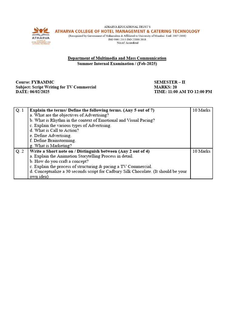 Script Writing For TV Commercial | PDF