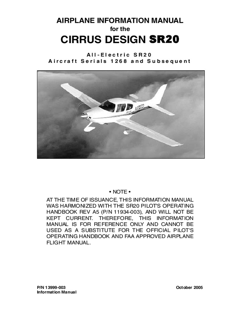 Manual Cirrus SR 20 | PDF