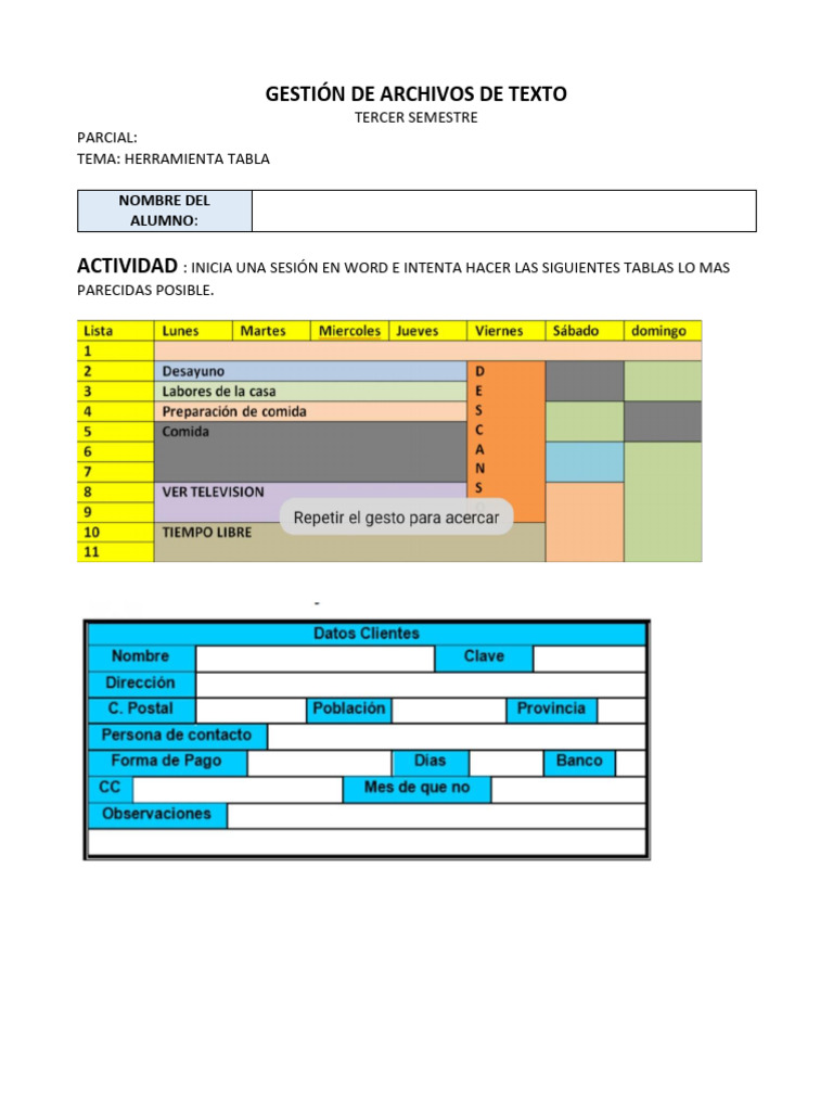 Tablas Word Word | PDF