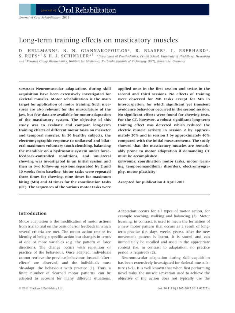 Hellmann - Long-Term Training Effects Masticatory - JOR - 2011 | PDF ...