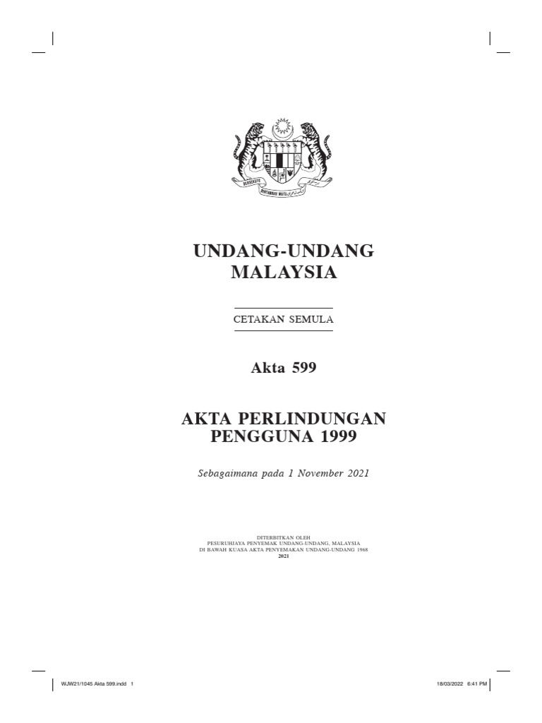 Akta Perlindungan Pengguna 2021 | PDF