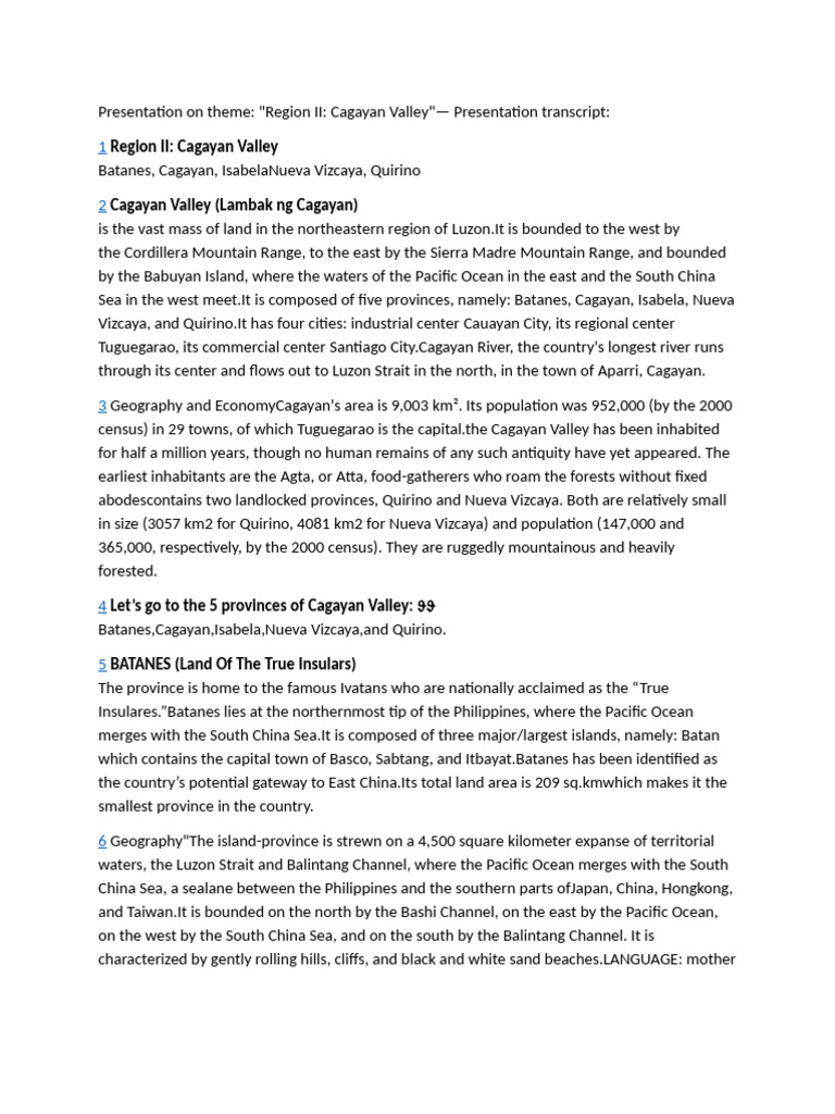 Presentation - Cagayan Valley | PDF