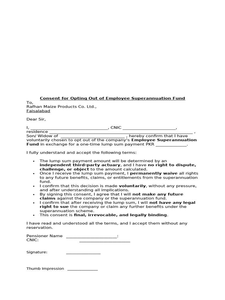Pension Opt Out Consent Form | PDF
