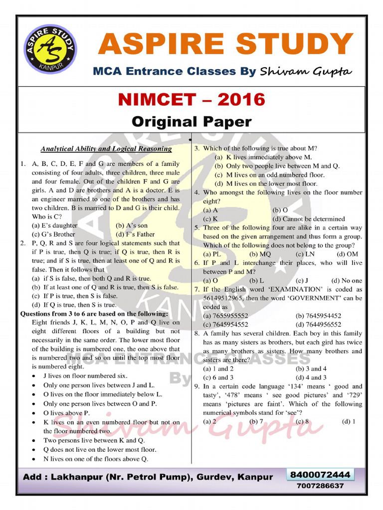 nimcet_2016 | PDF
