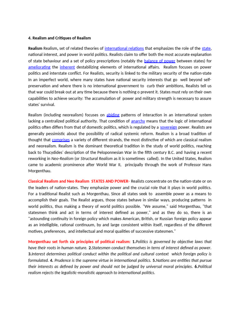 Realism and Critiques of Realism | PDF | Feminism | Gender Studies