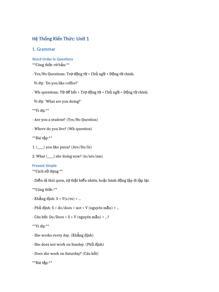 Unit 1 English Lesson | PDF