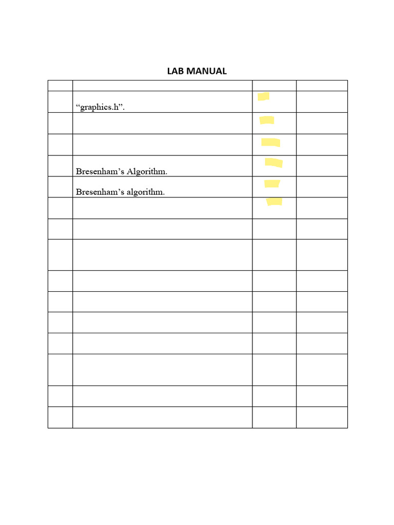 Computer Graphics Lab Manual | PDF
