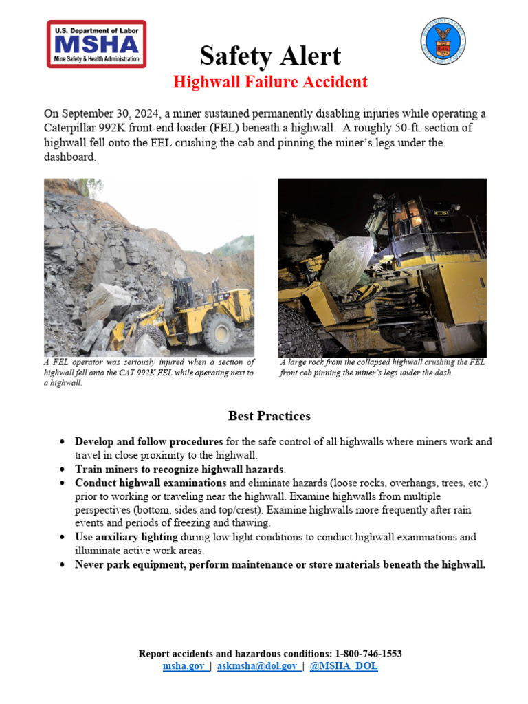 Safex Safety Alert 24-17 Highwall Failure Accident | PDF