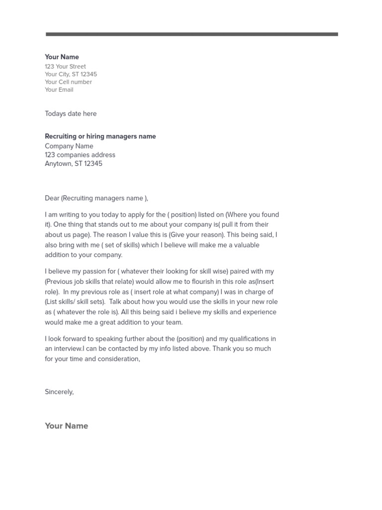 Cover Letter Template | PDF