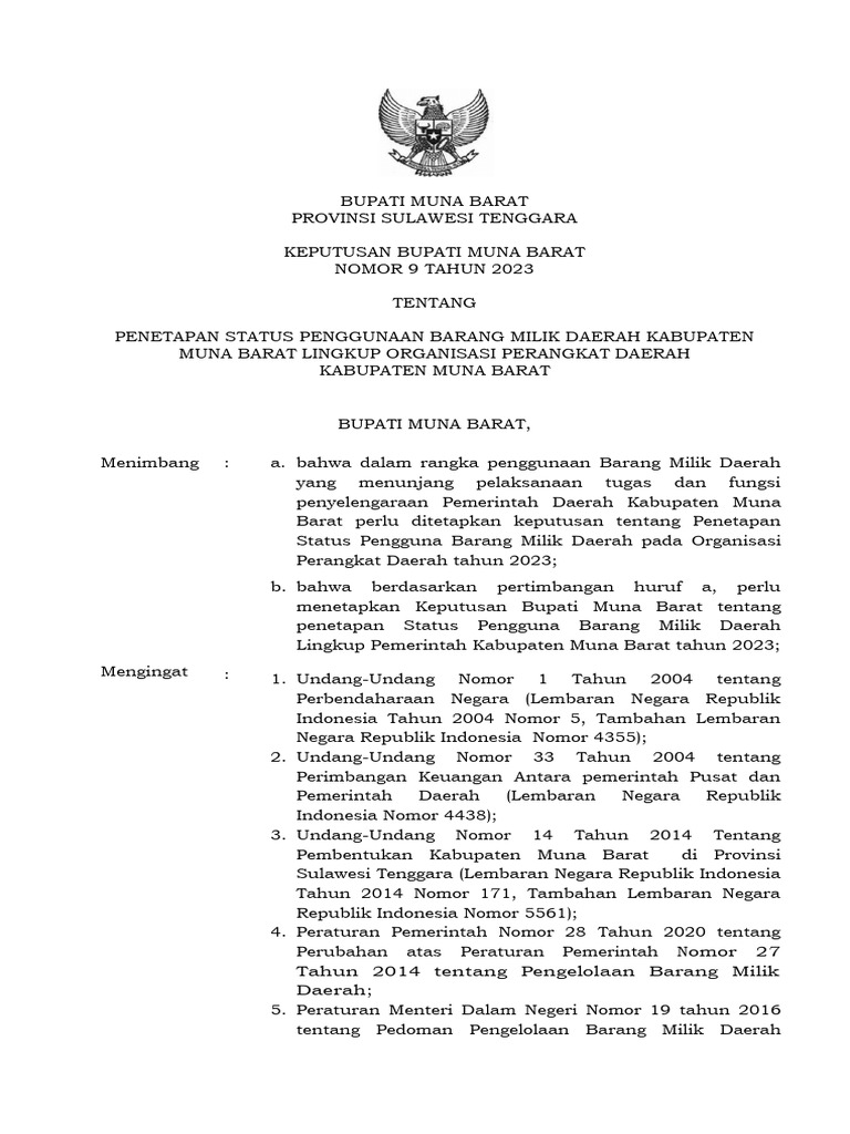 SK Pengguna Barang Tahun 2023 | PDF