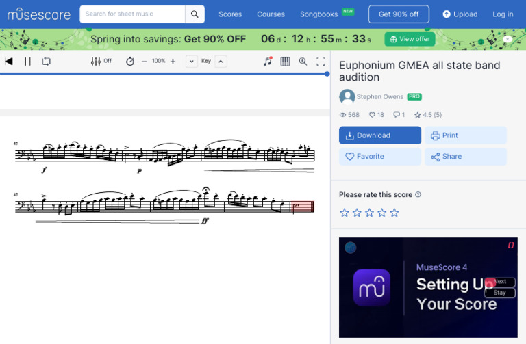 Euphonium GMEA All State Band Audition Sheet Music for Baritone Horn ...