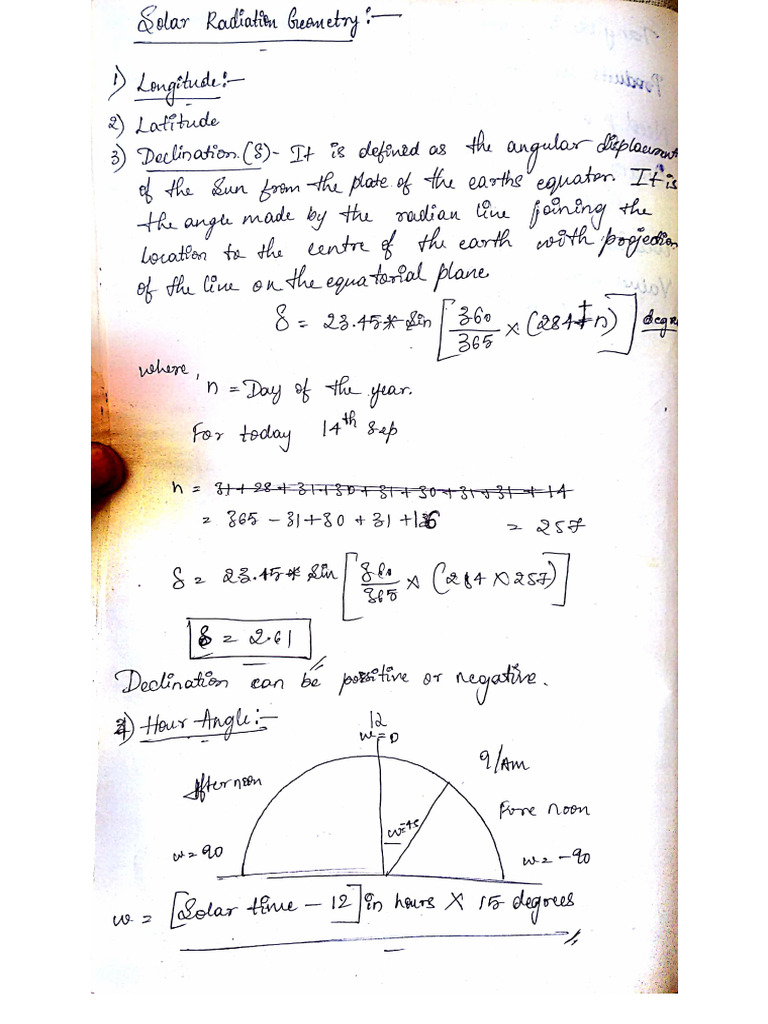 Solar Radiation Geometry | PDF