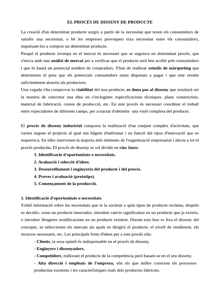 Procés Disseny de Producte | PDF