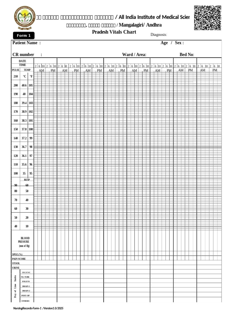 Form 1 Ver1.0-Vitals Chart | PDF