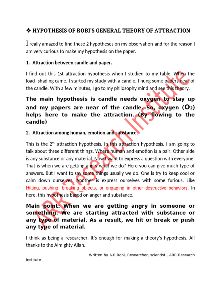 HYPOTHESIS OF ROBI | PDF