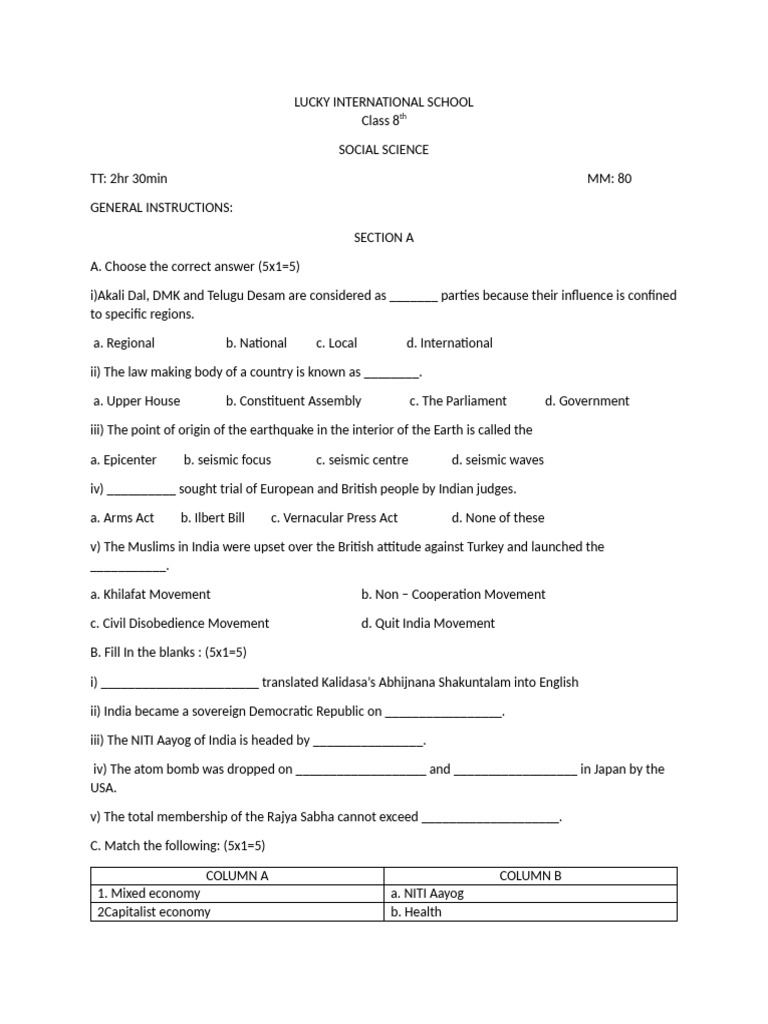 Lis Class 8TH SST Term 2 | PDF | British Raj
