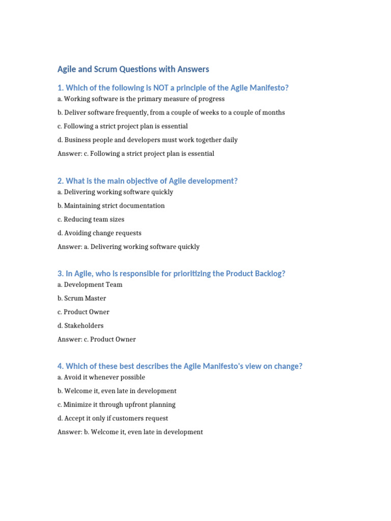 Agile Scrum Questions Answers | PDF | Scrum (Software Development) | Agile Software Development