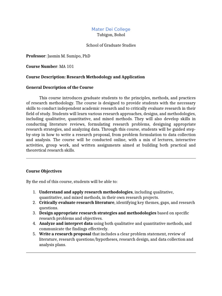 2025-Syllabus-in-Research | PDF | Methodology | Qualitative Research