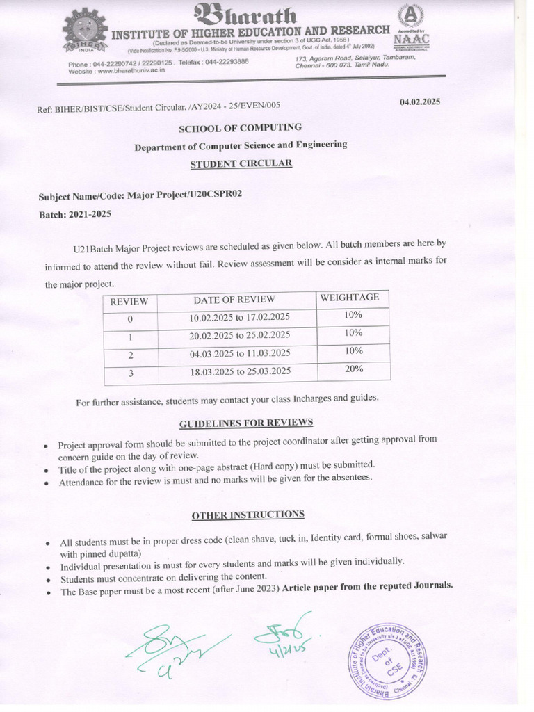 Student Circular - 005 - Major Project | PDF