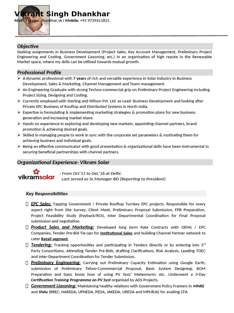 2- Vikrant Singh Dhankhar_ Resume | PDF | Marketing | Business