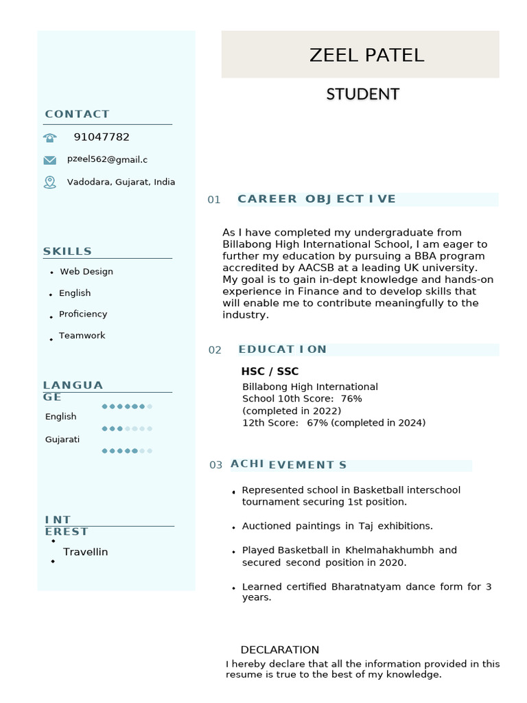 Zeel Patel Resume PDF | PDF